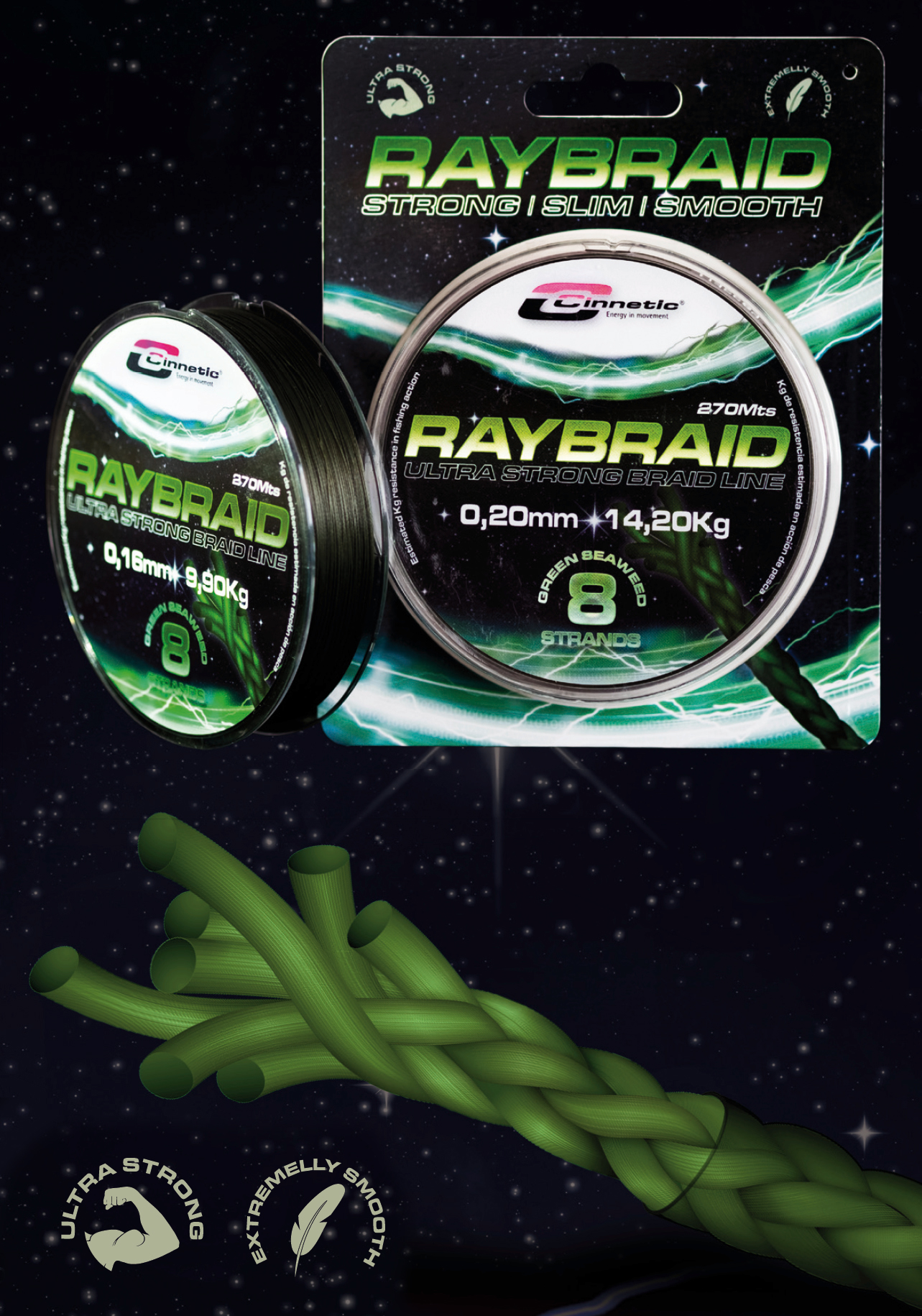 RAYBRAID GREEN SEAWEED, the Cinnetic's Ultra Strong - Cinnetic Fishing